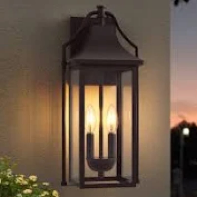 Alvester 2 - Light 17.6'' H Glass Outdoor Wall Lantern with Dusk to Dawn