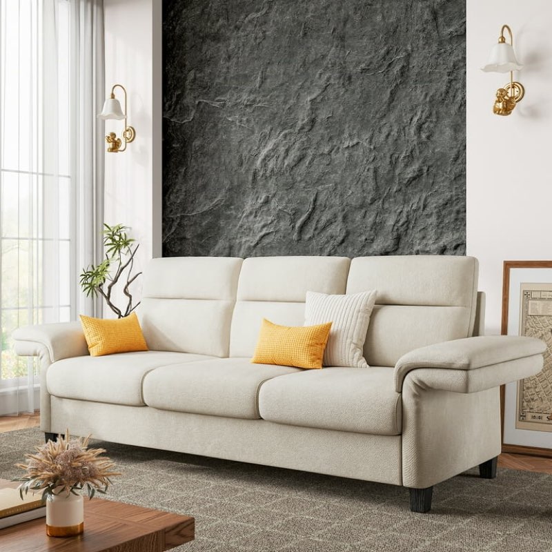 92 Inch Sofa, Comfy Lounge Couch With Adjustable Armrests, Upholstered ...