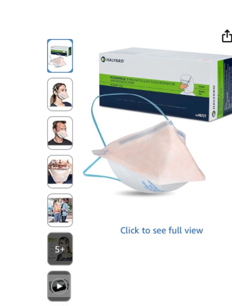 HALYARD FLUIDSHIELD N95 Respirators, ASTM Level 3 Mask, Regular Size ...